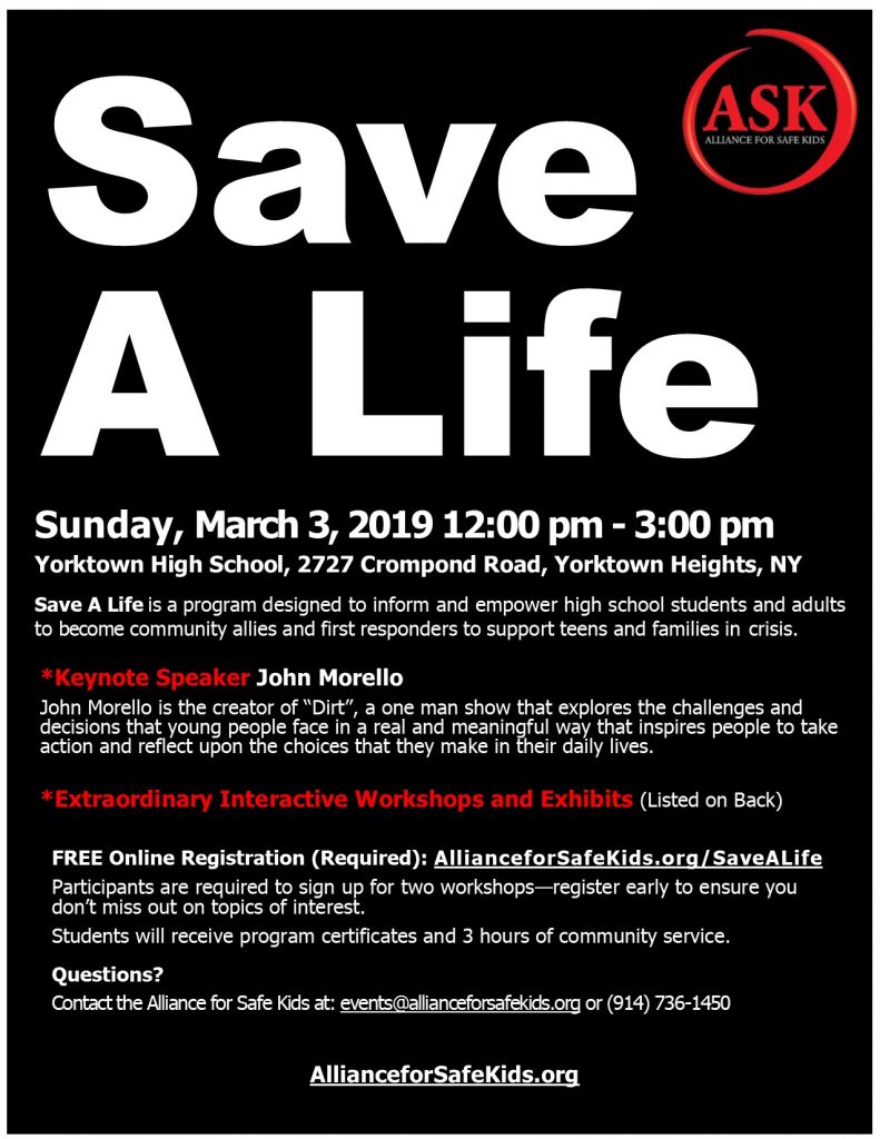 Save A Life Flyer w Program Information 2019 p1 - Alliance For Safe Kids